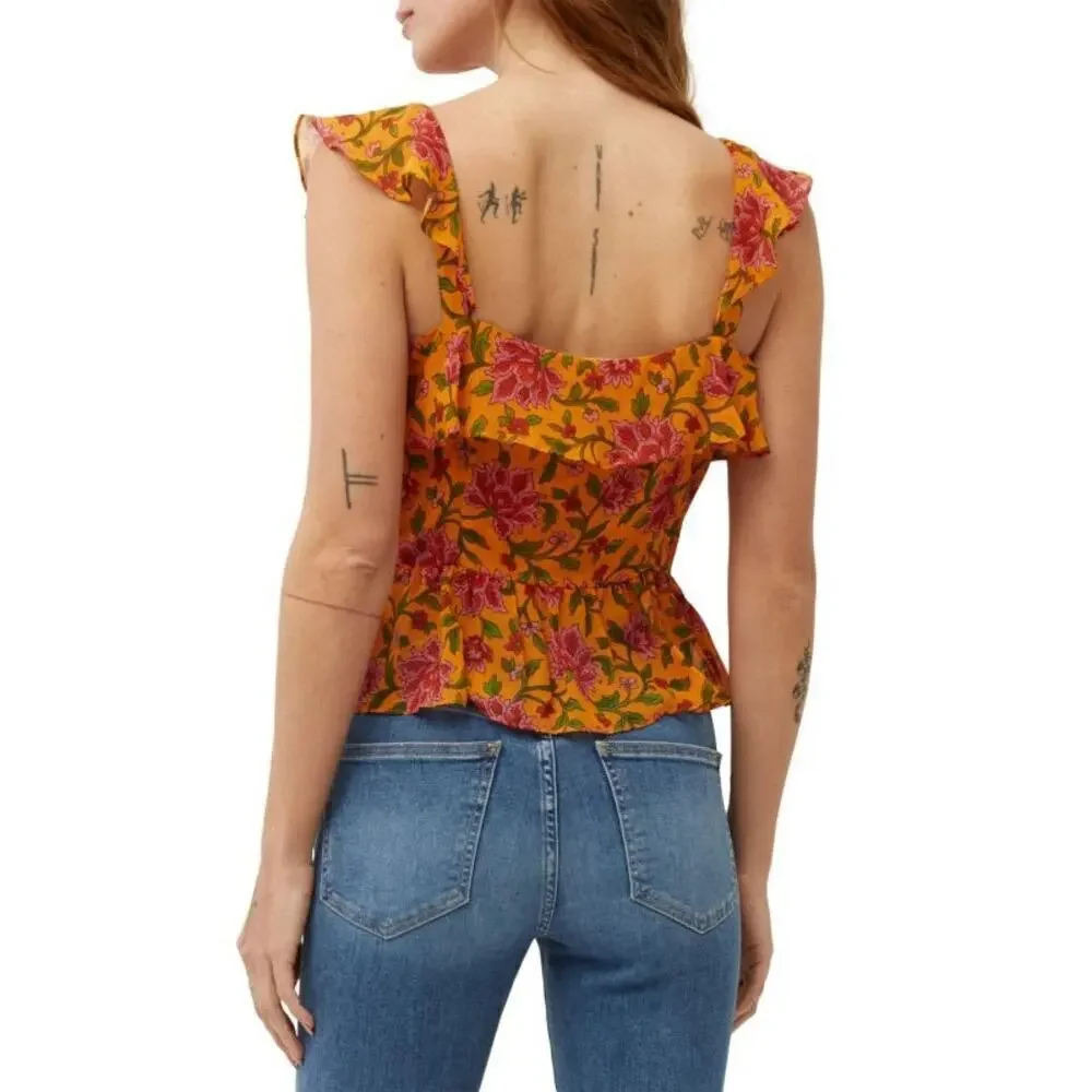 Veronica Beard | Tops | Veronica Beard Randa Ruffle Floral Silk Top Sz ...